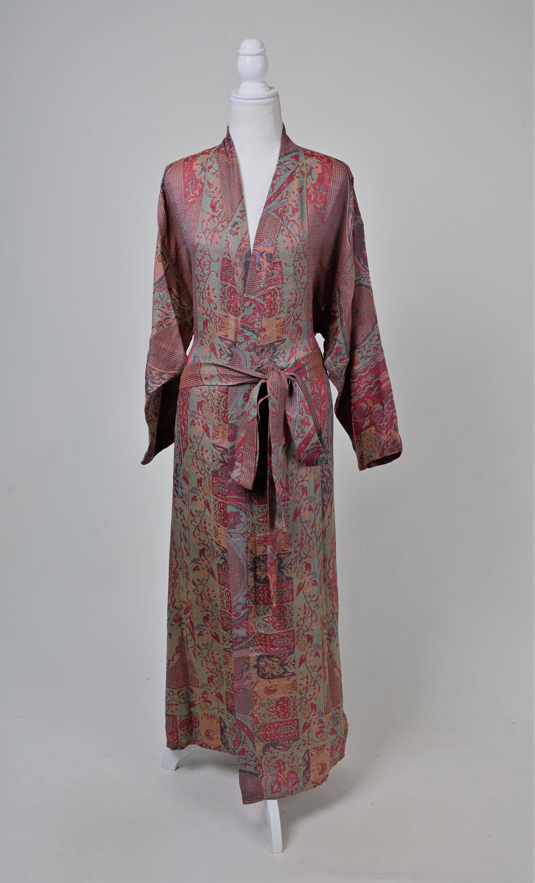 Long Bathrobes, Women Dressing Gown, Reversible, Paisley Design Silk ...