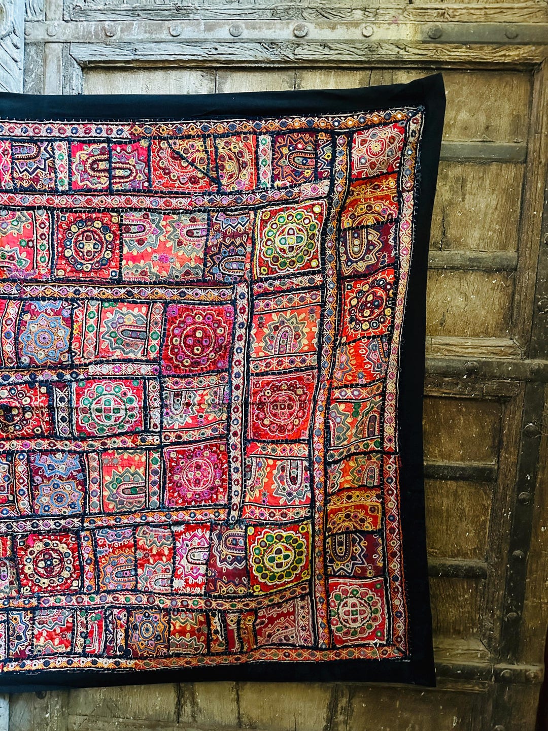 Heavy Fine Embroidered Wall Hanging, Indian Tapestries, Multi Patchwork ...
