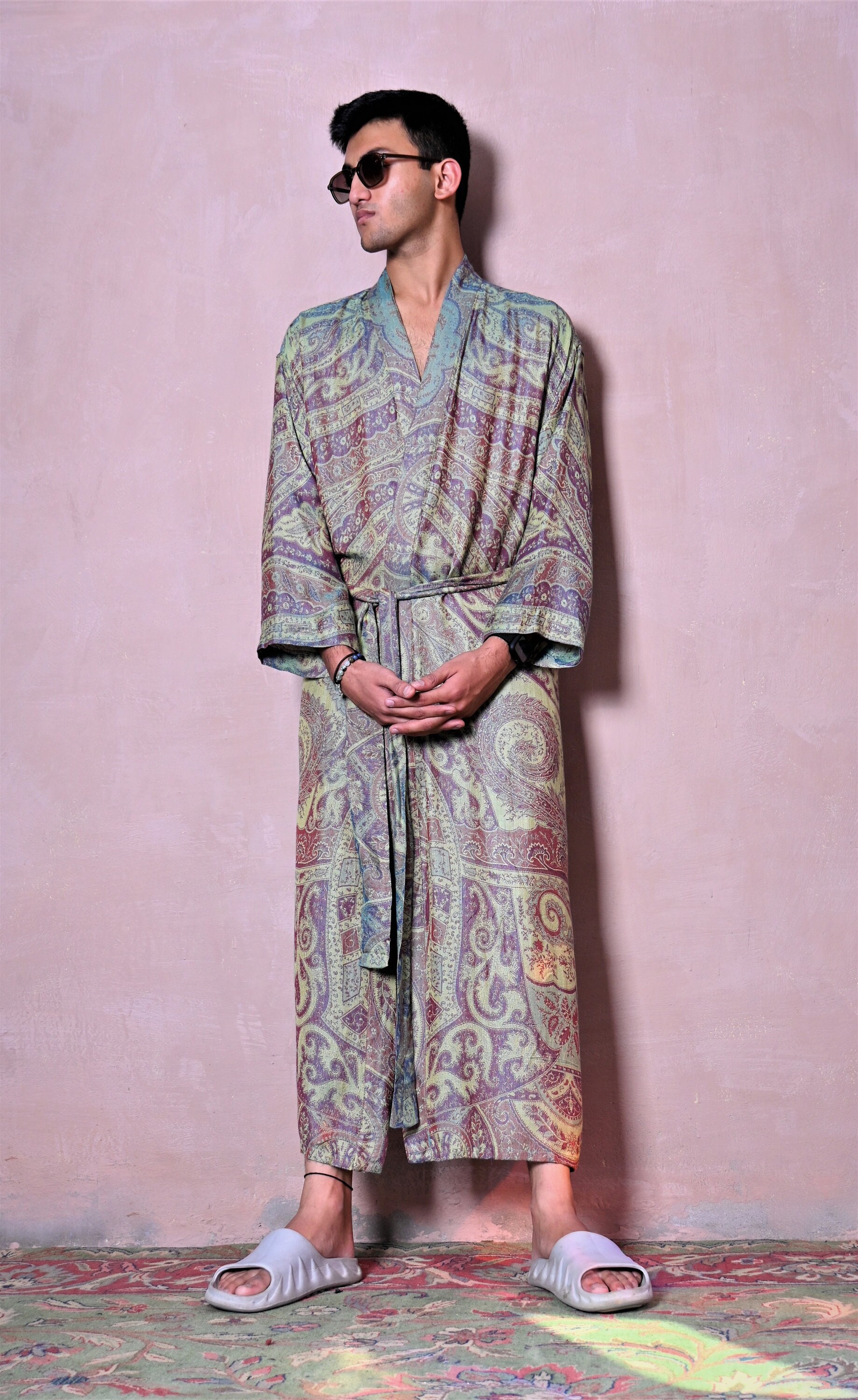 Tea Green Silk Kimono Robe Silk Robe for Men Dressing Gown - Etsy