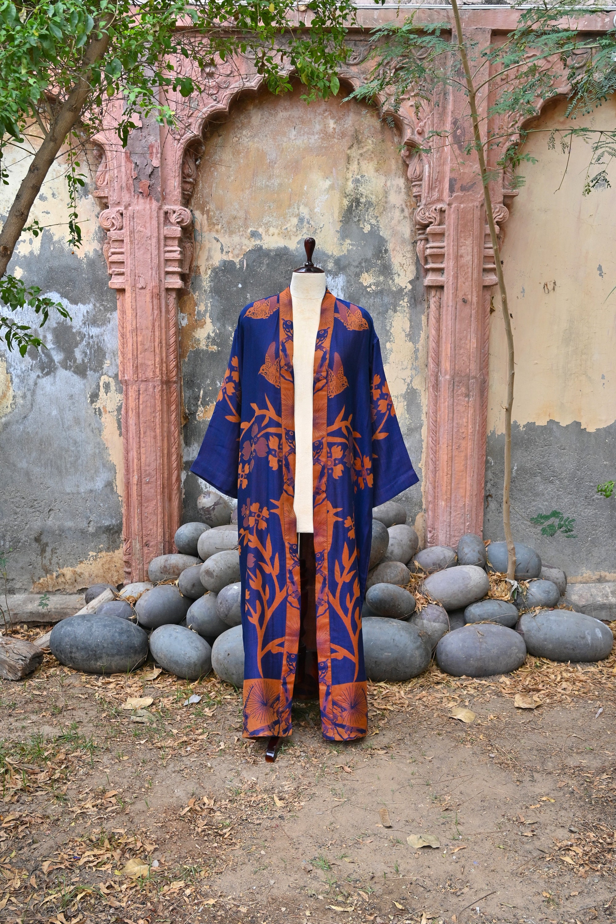 Cobalt Blue Long Dressing Gown, House Coat, Kaftan for Women, Wedding ...