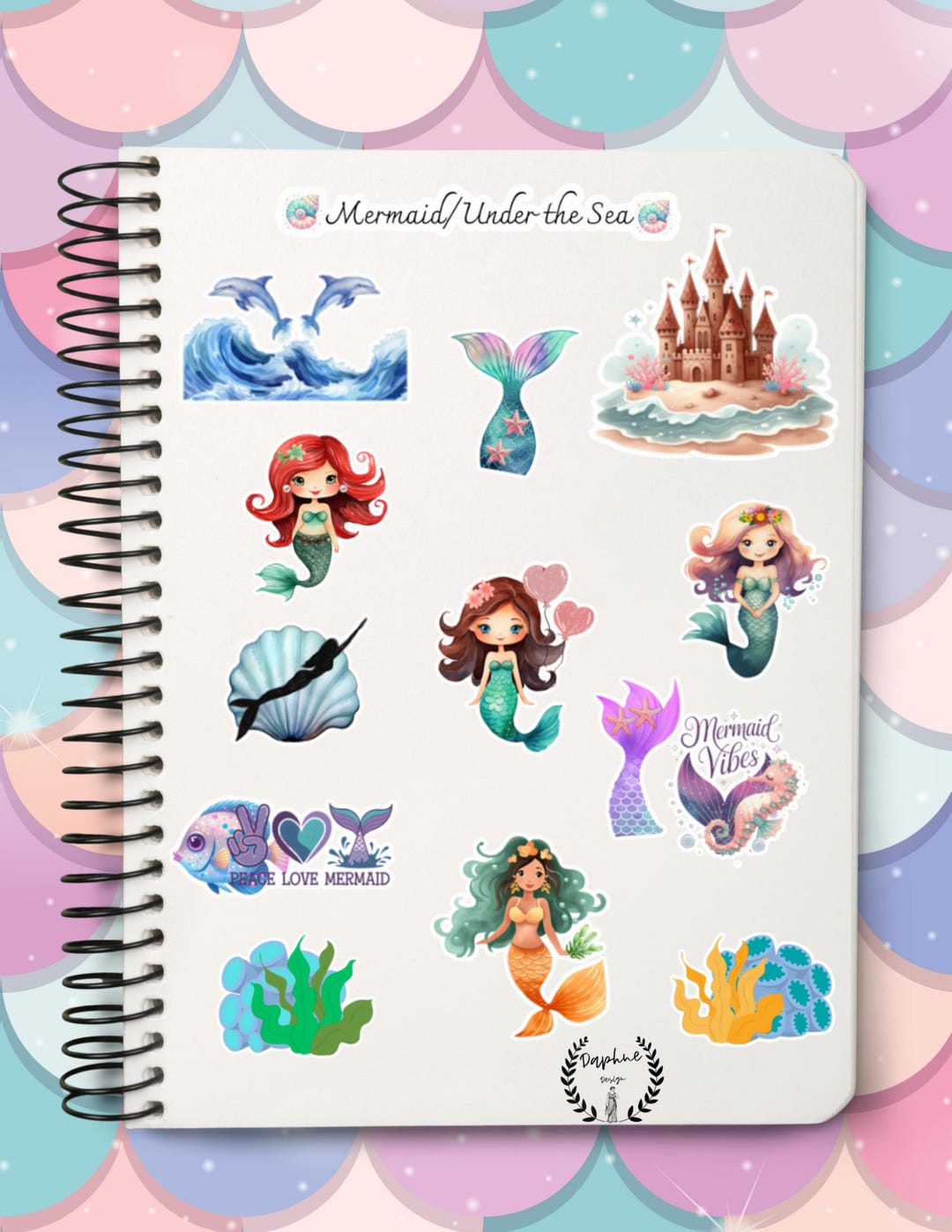Sticker for Kids , Digital Stickers for Kids , Mermaid Stickers , Under ...