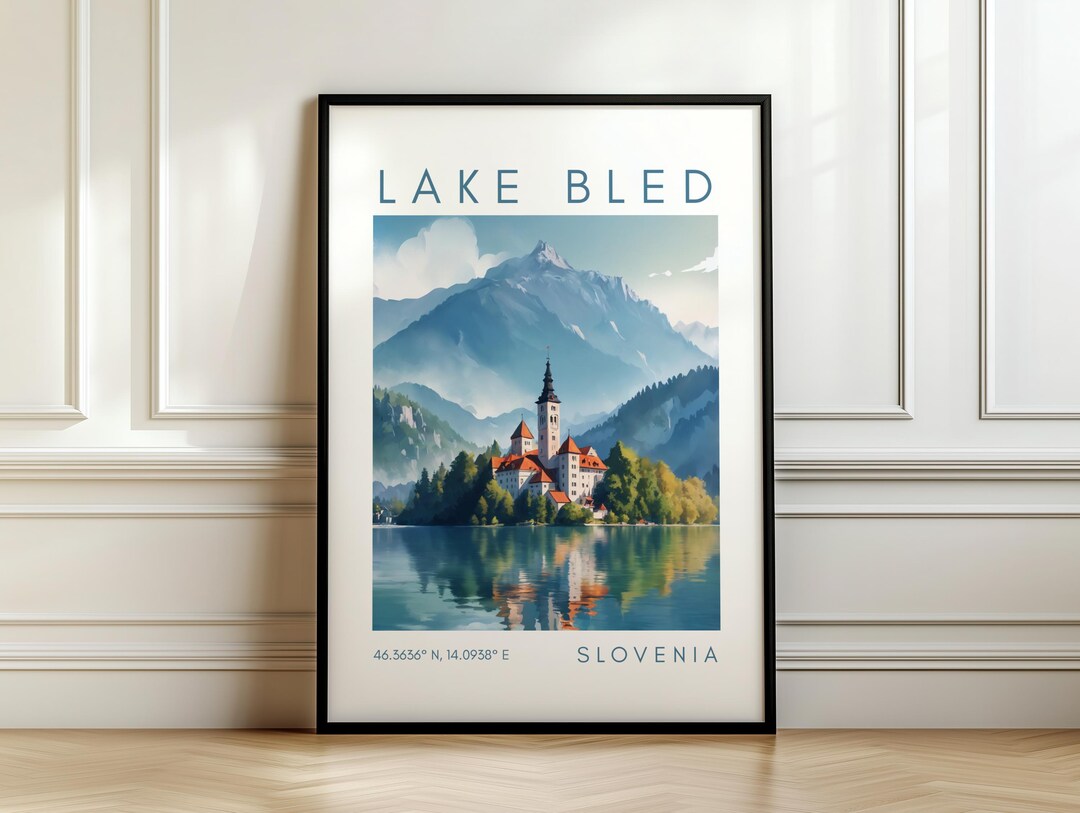 Lake Bled Travel Poster - Slovenia Print – Scenic Illustration Art With ...