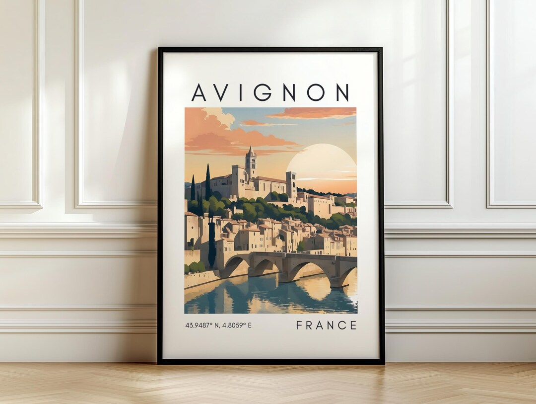 Avignon Travel Poster - French City Art – France Print With Coordinates ...
