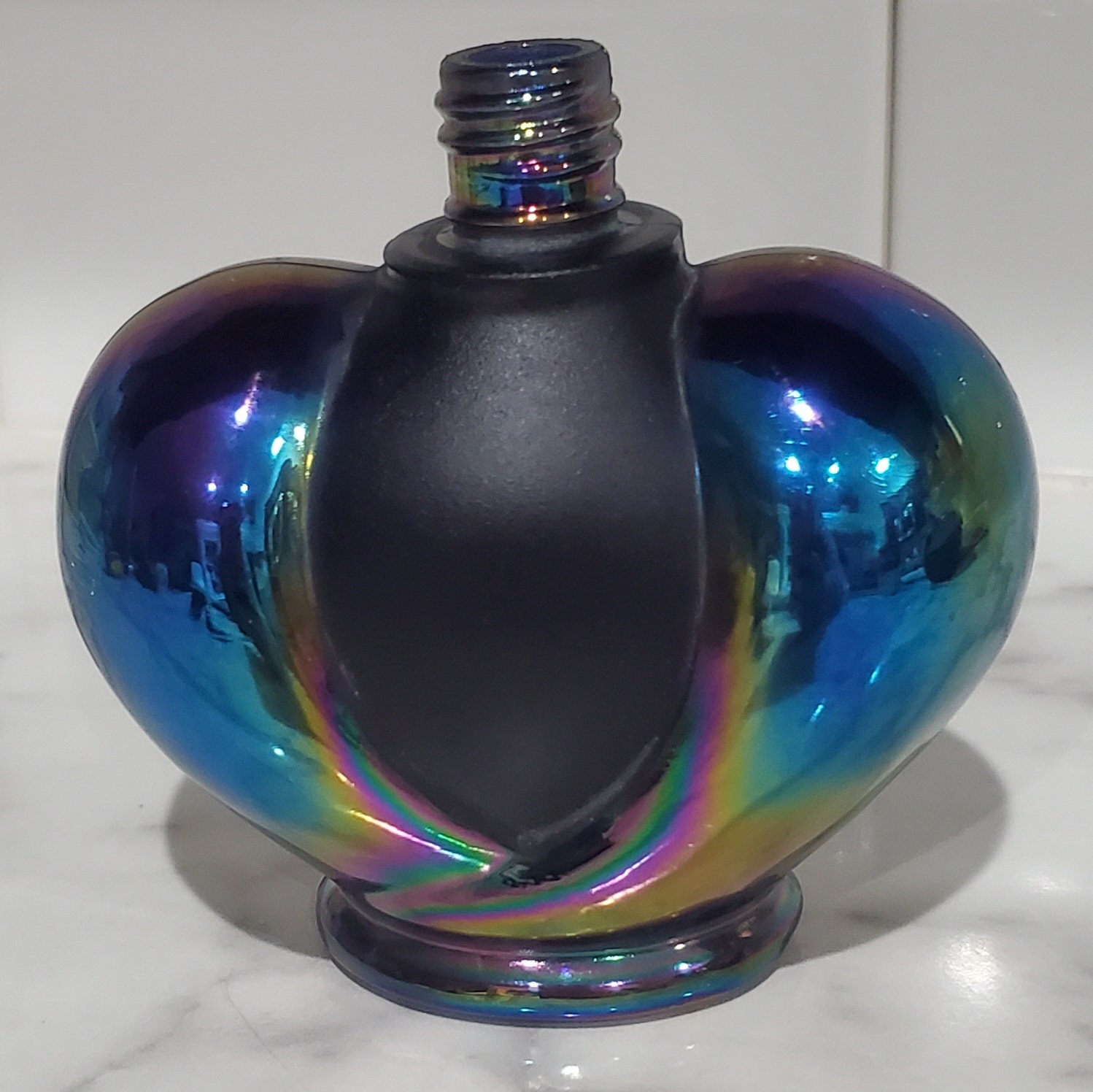 Vintage Iridized Glass Heart Shaped Perfume Bottle W/ Atomizer. - Etsy