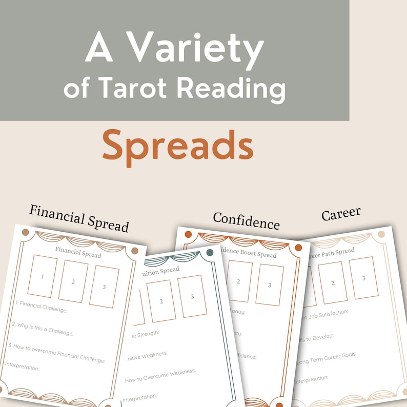 Printable Tarot Spread Journal PDF, 3 Card Tarot Spread, Daily Tarot ...