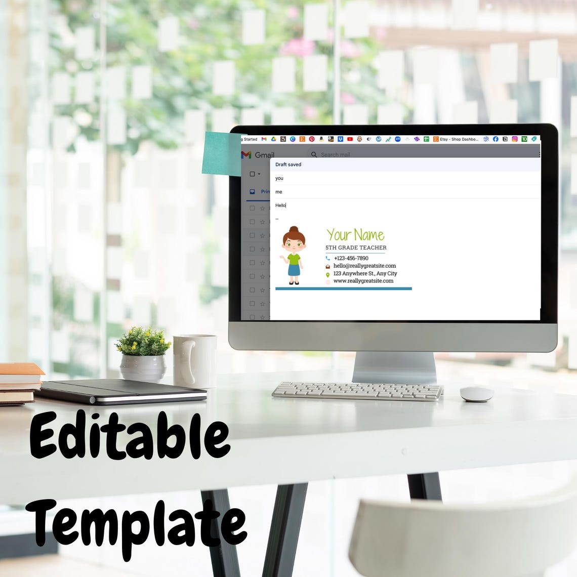 Customizable Teacher Email Signatures | Editable Templates in 3 Sizes ...