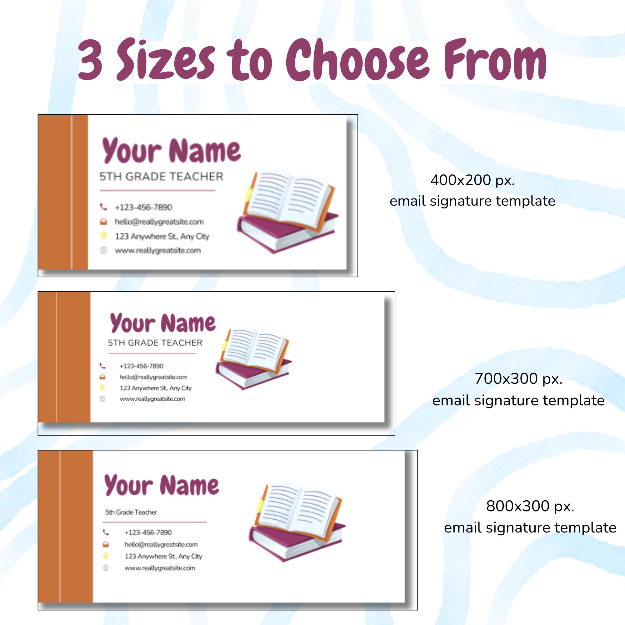 Customizable Teacher Email Signatures | Editable Templates in 3 Sizes ...