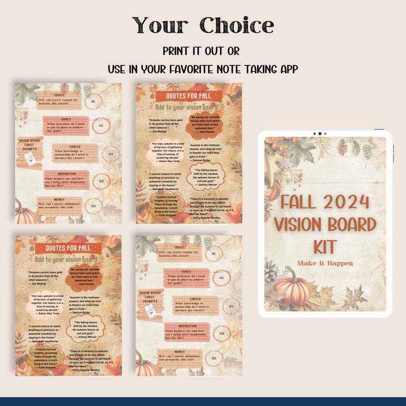 Fall 2024 Vision Board Kit With Tarot Prompts | Create Your Dream ...