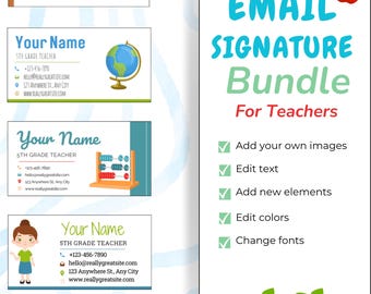 Email Signature Templates for Teachers| Editable | Customizable - Etsy