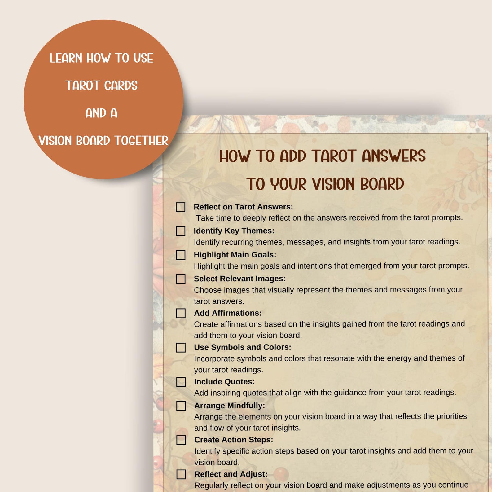 Fall 2024 Vision Board Kit With Tarot Prompts | Create Your Dream ...