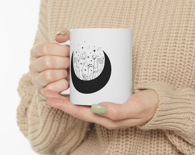 Crescent Moon and Stars Mug Ceramic Moon Mug 15oz 11oz Dark Academia ...