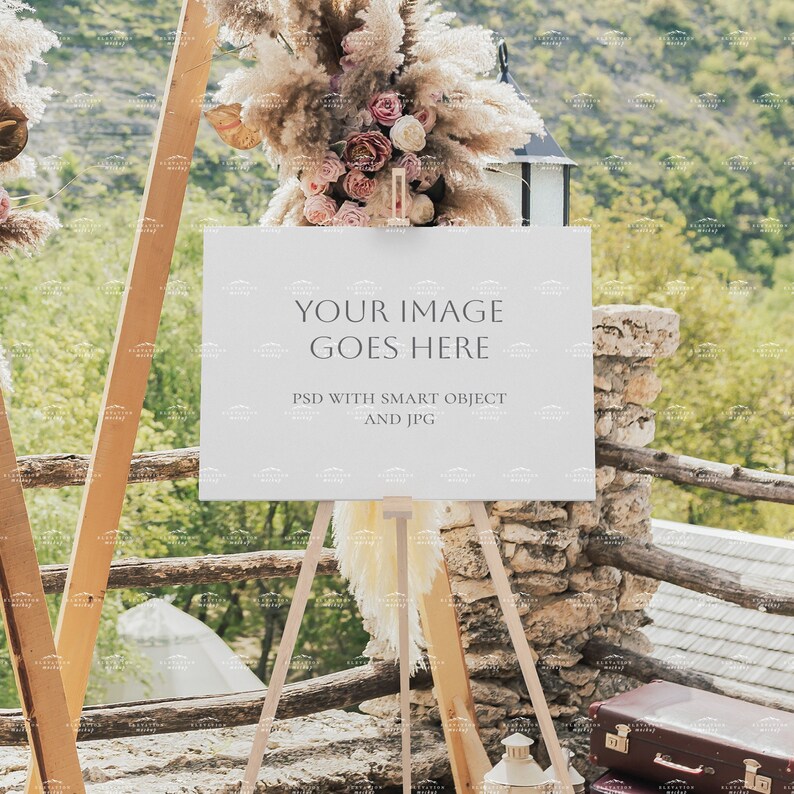 Welcome Sign Mockup, 4x3 Proportion, Boho Rustic Wedding or Bridal ...