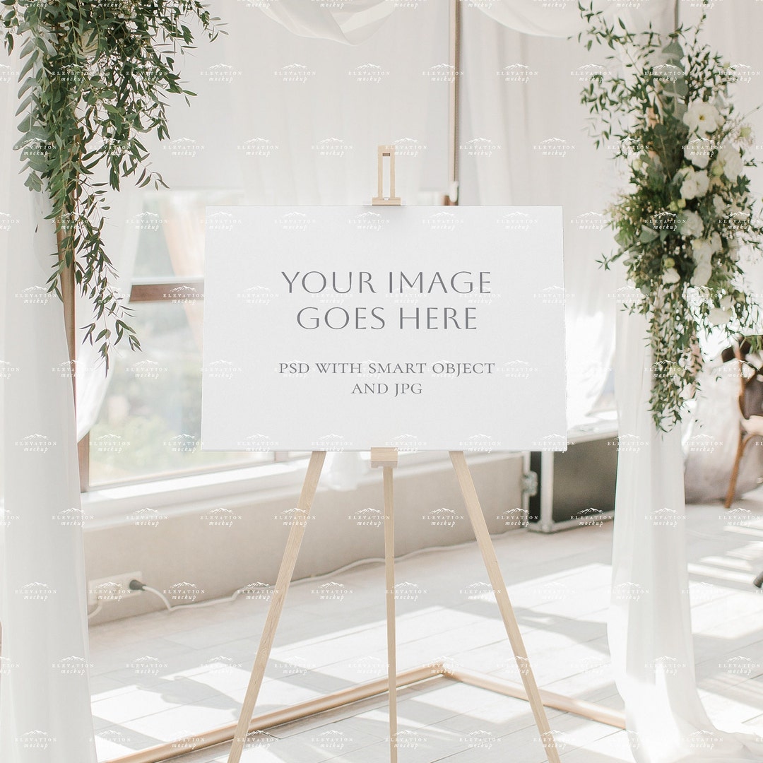 Welcome Sign Mockup, 4X3 Proportion, White Wedding or Bridal Shower ...