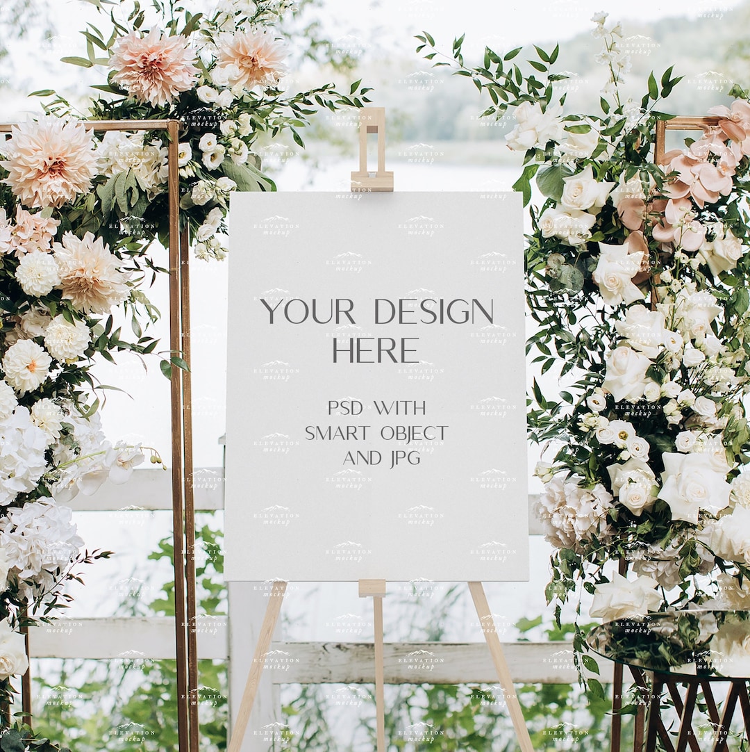 Welcome Sign Mockup, 3x4 Proportion, Garden, Floral, Wedding or Shower ...