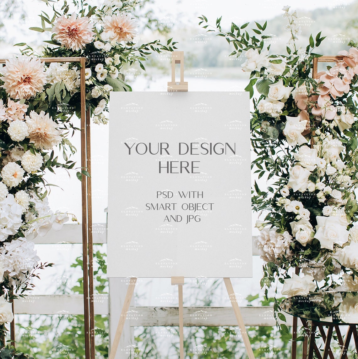 Welcome Sign Mockup 3x4 Proportion Garden Floral Wedding - Etsy