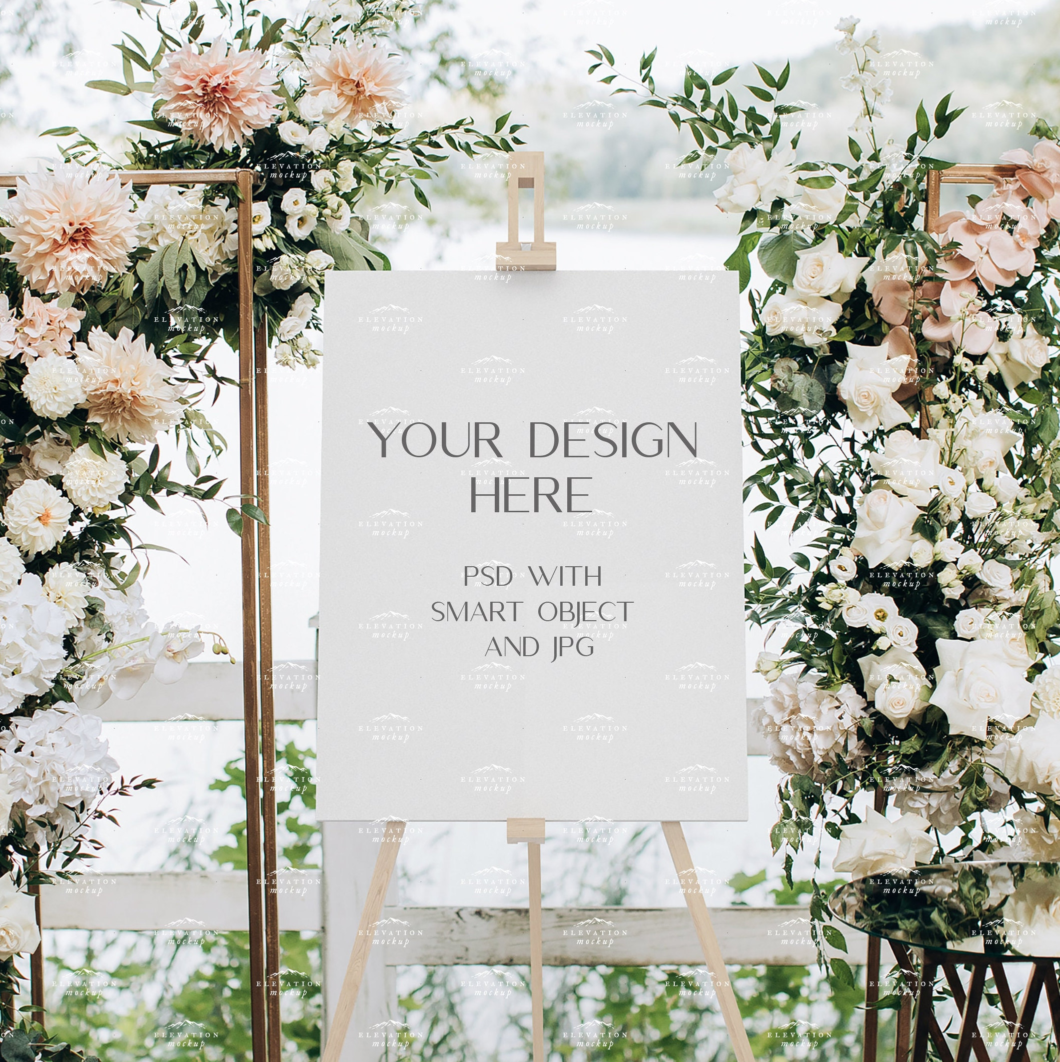 Welcome Sign Mockup, 3x4 Proportion, Garden, Floral, Wedding or Shower ...