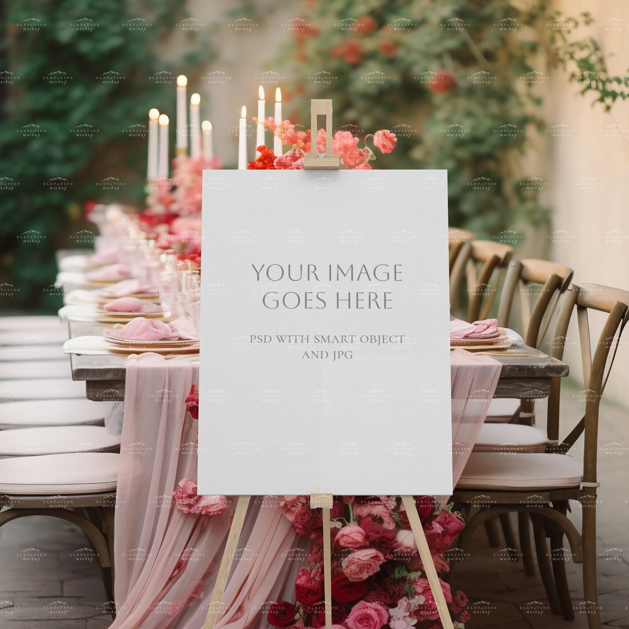 Welcome Sign Mockup, 3x4 Proportion, Garden, Floral, Wedding or Shower ...