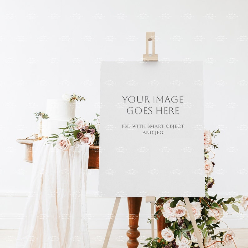 Wedding Welcome Sign Mockup 3x4 Proportion Elegant Roses - Etsy