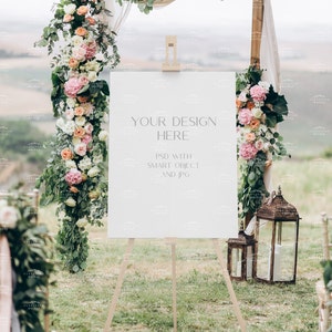 Welcome Sign Mockup, 3x4 Proportion, Garden, Floral, Wedding or Shower ...
