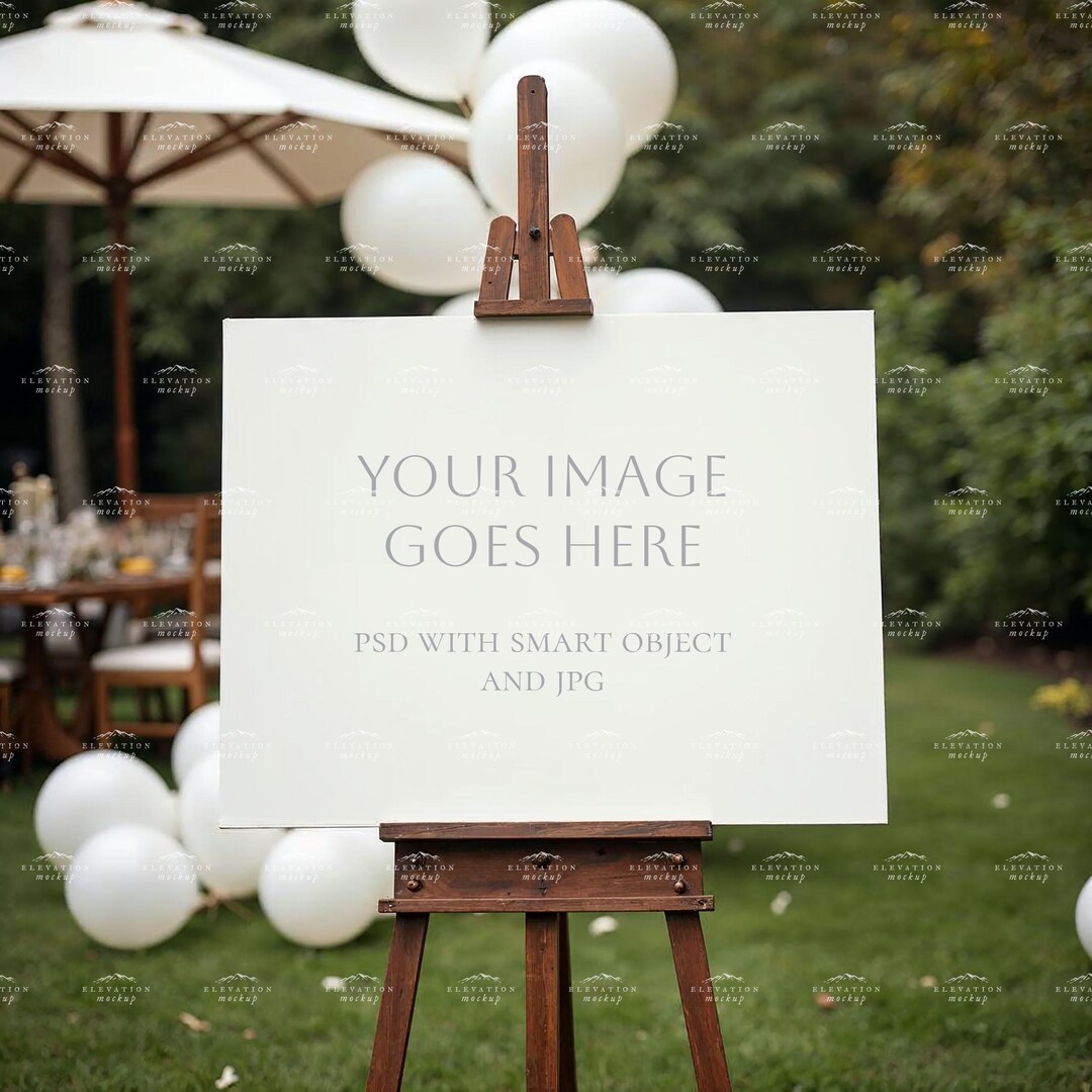 Welcome Sign Mockup, 4X3 Proportion, White Wedding or Bridal Shower ...