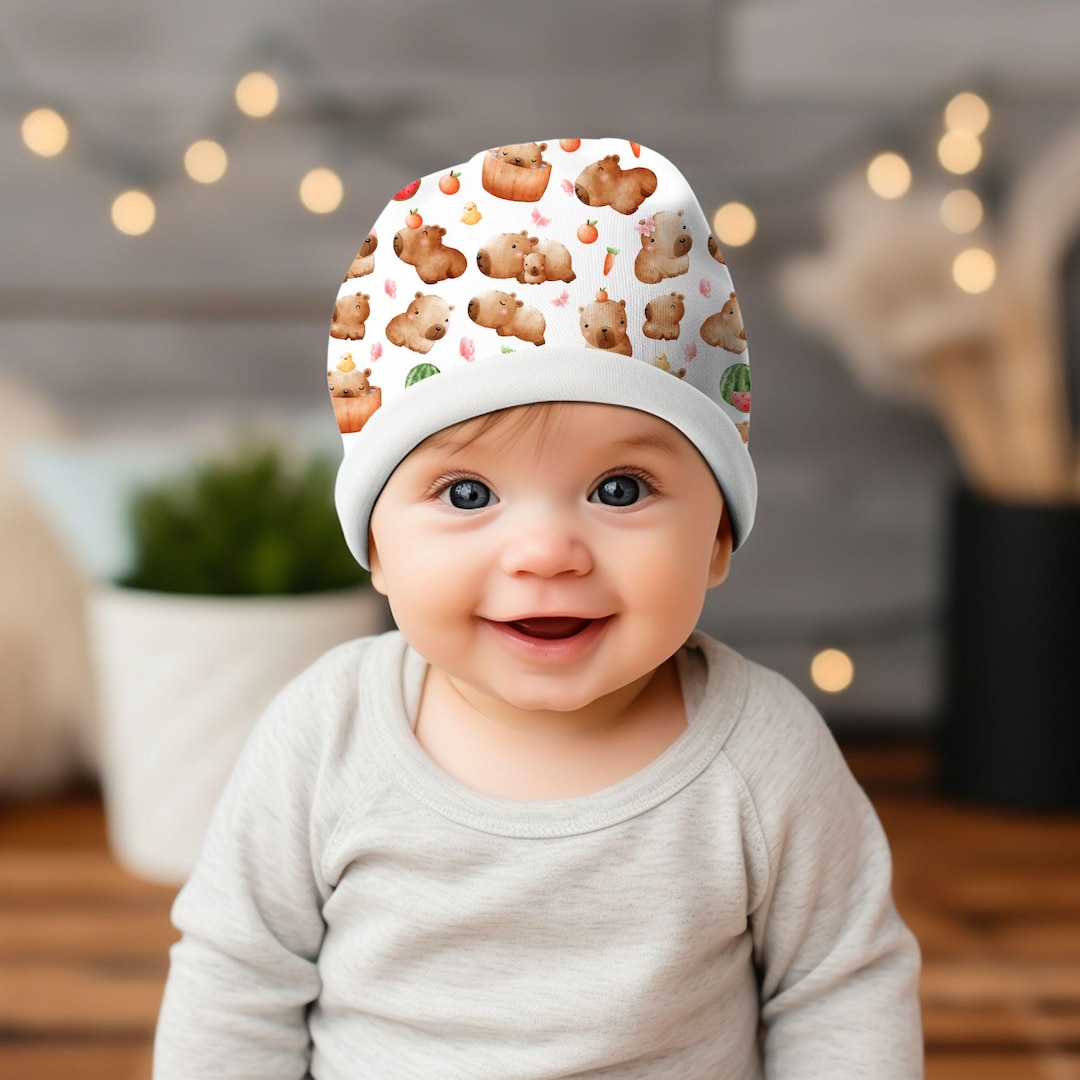 Capybara Baby Beanie, All Over Print, Newborn Hat - Etsy