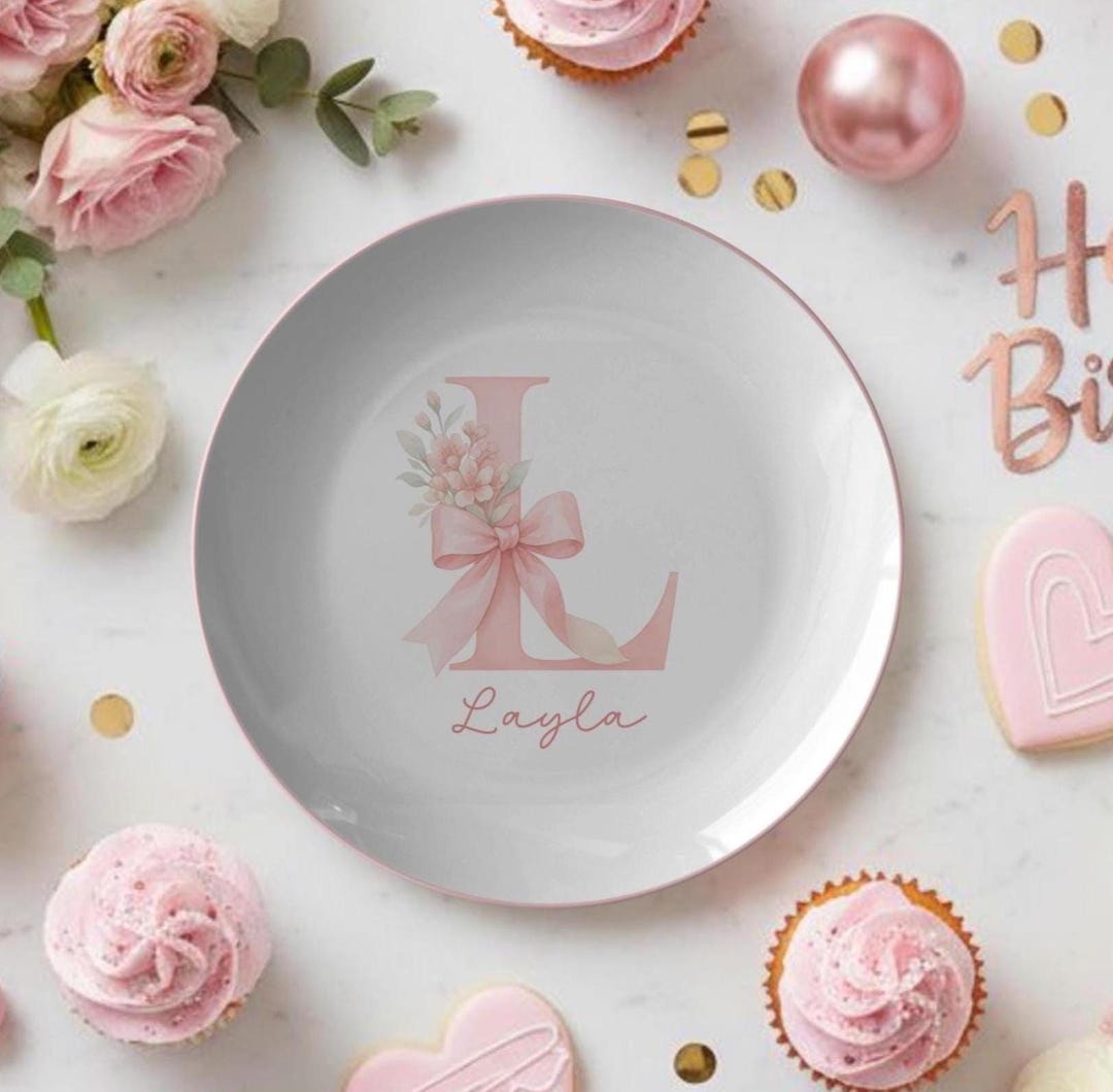 Personalized Coquette Monogram Plate, Custom Name Plate, Christmas Gift ...