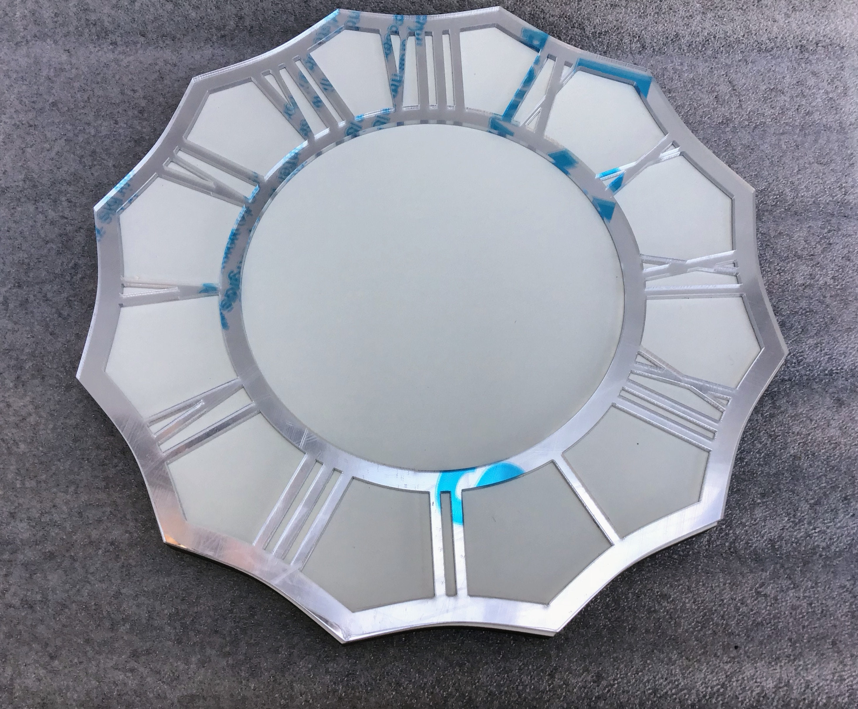 Mirrored Unusual Face Clock Diam 20 Cm and Artboard . Art for Epoxy ...