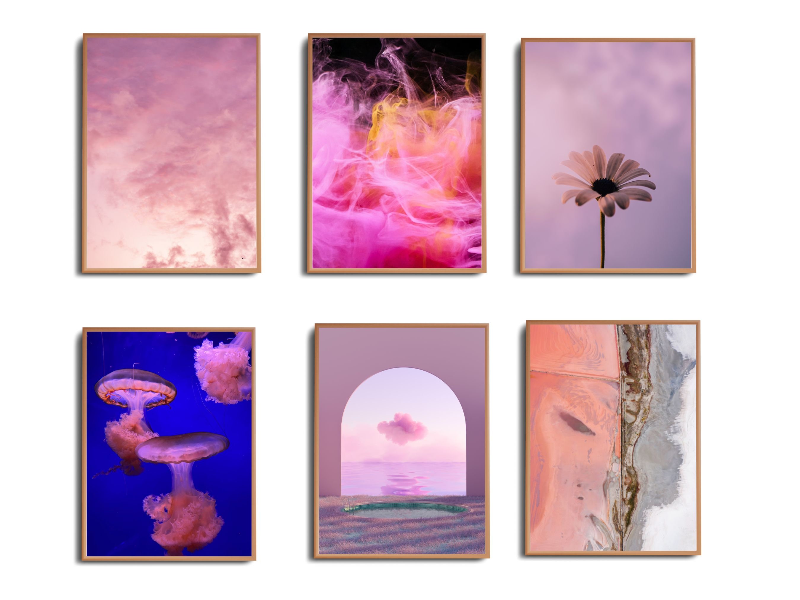 Pink Exhibition Wall Collage Set, Gallery Wall Art Kit, Digital ...