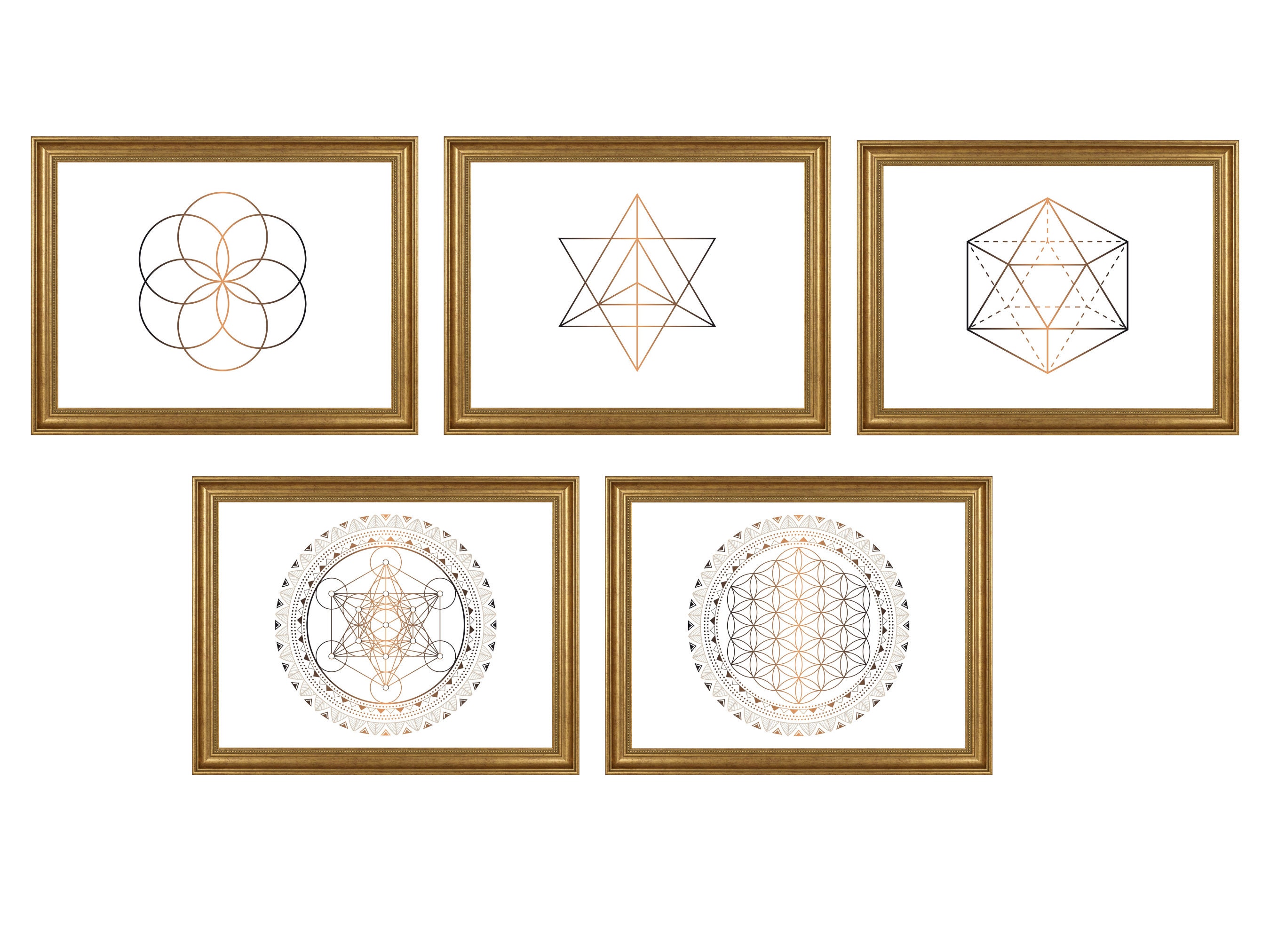 Sacred Geometry Symbols Gallery Wall Art Kit, Metatron, Flower of Life ...