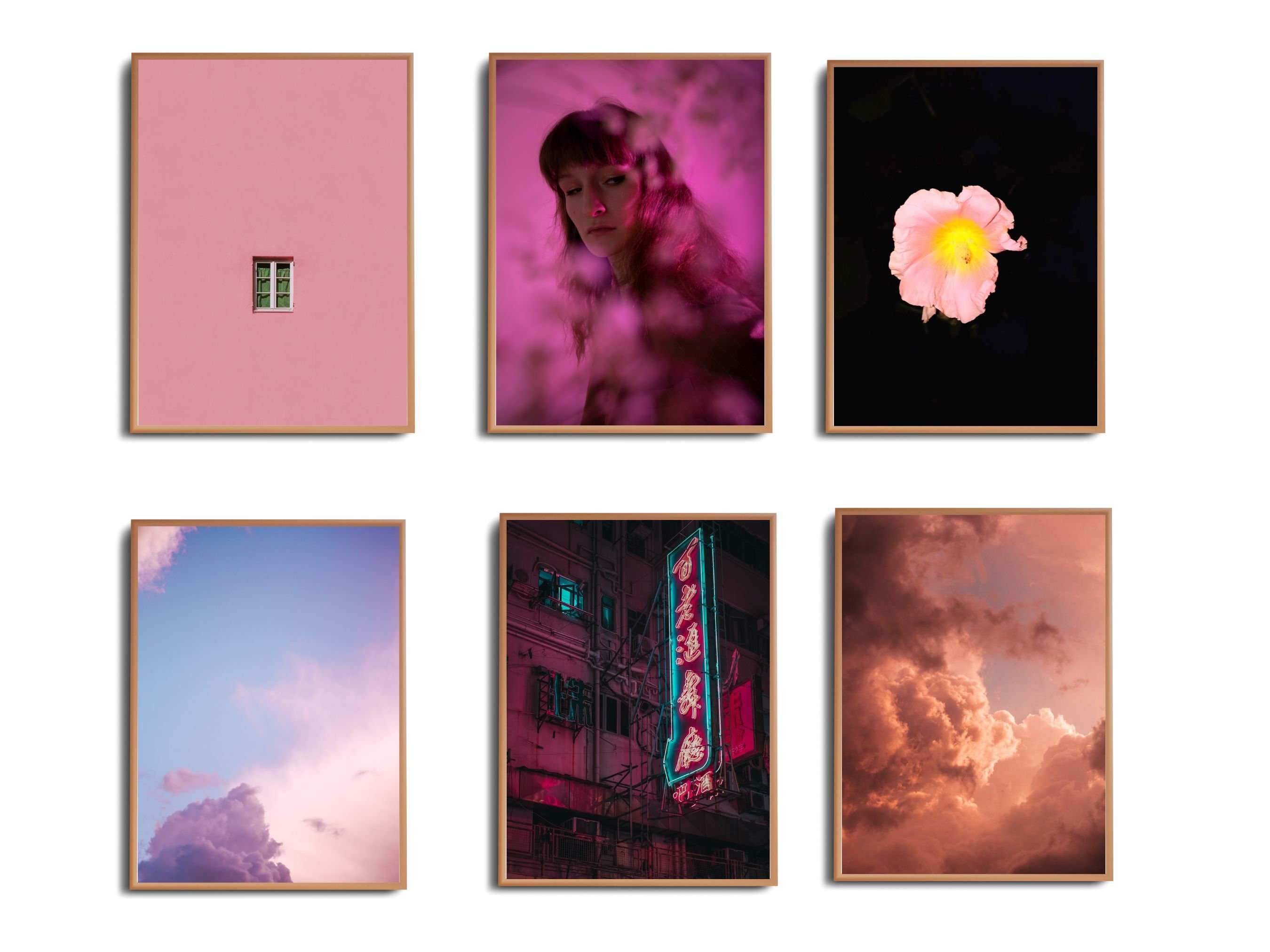 Pink Exhibition Wall Collage Set, Gallery Wall Art Kit, Digital ...