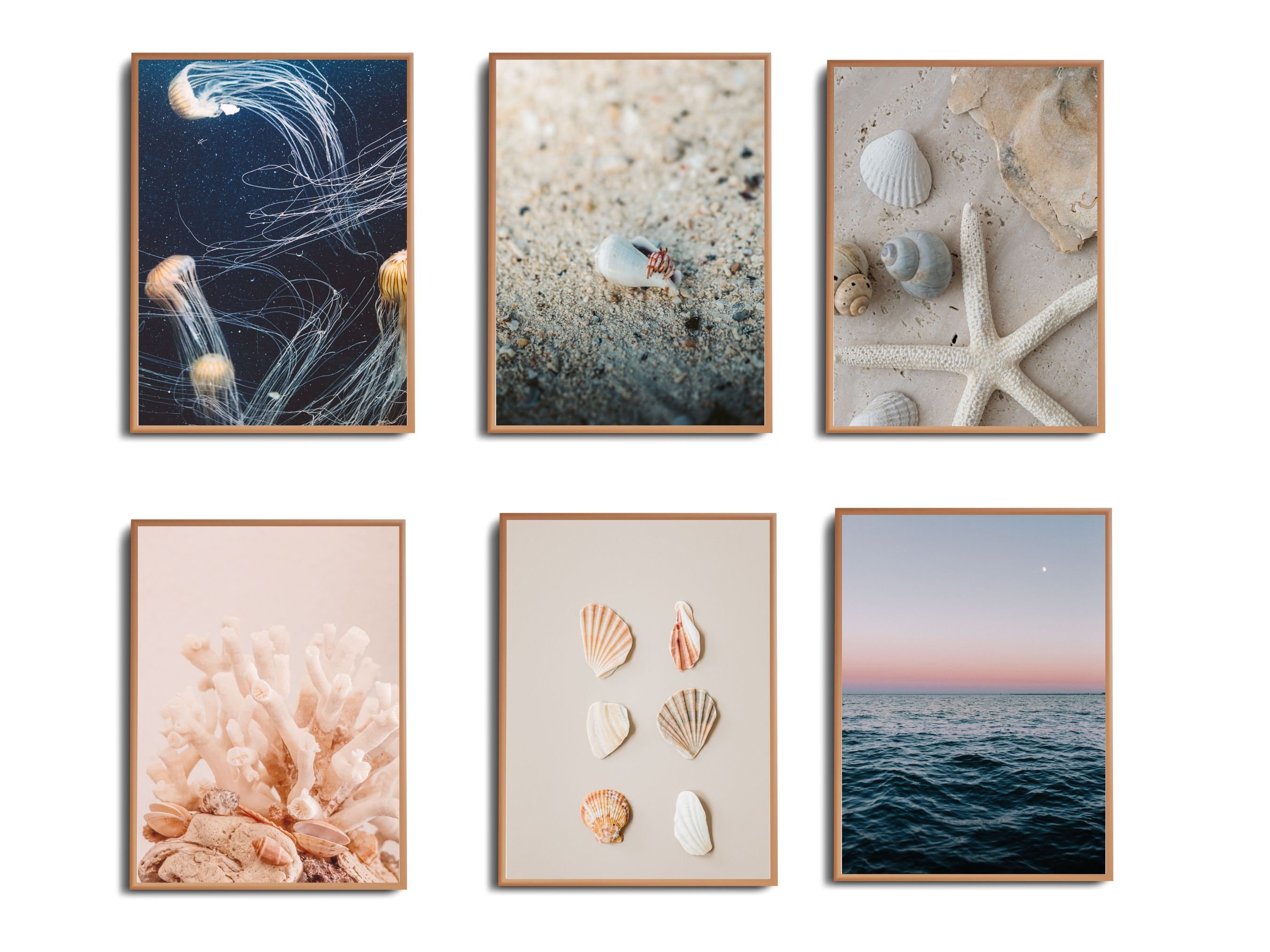 Coastal Exhibition Wall Collage Set, Beach Gallery Wall Art, Digital ...