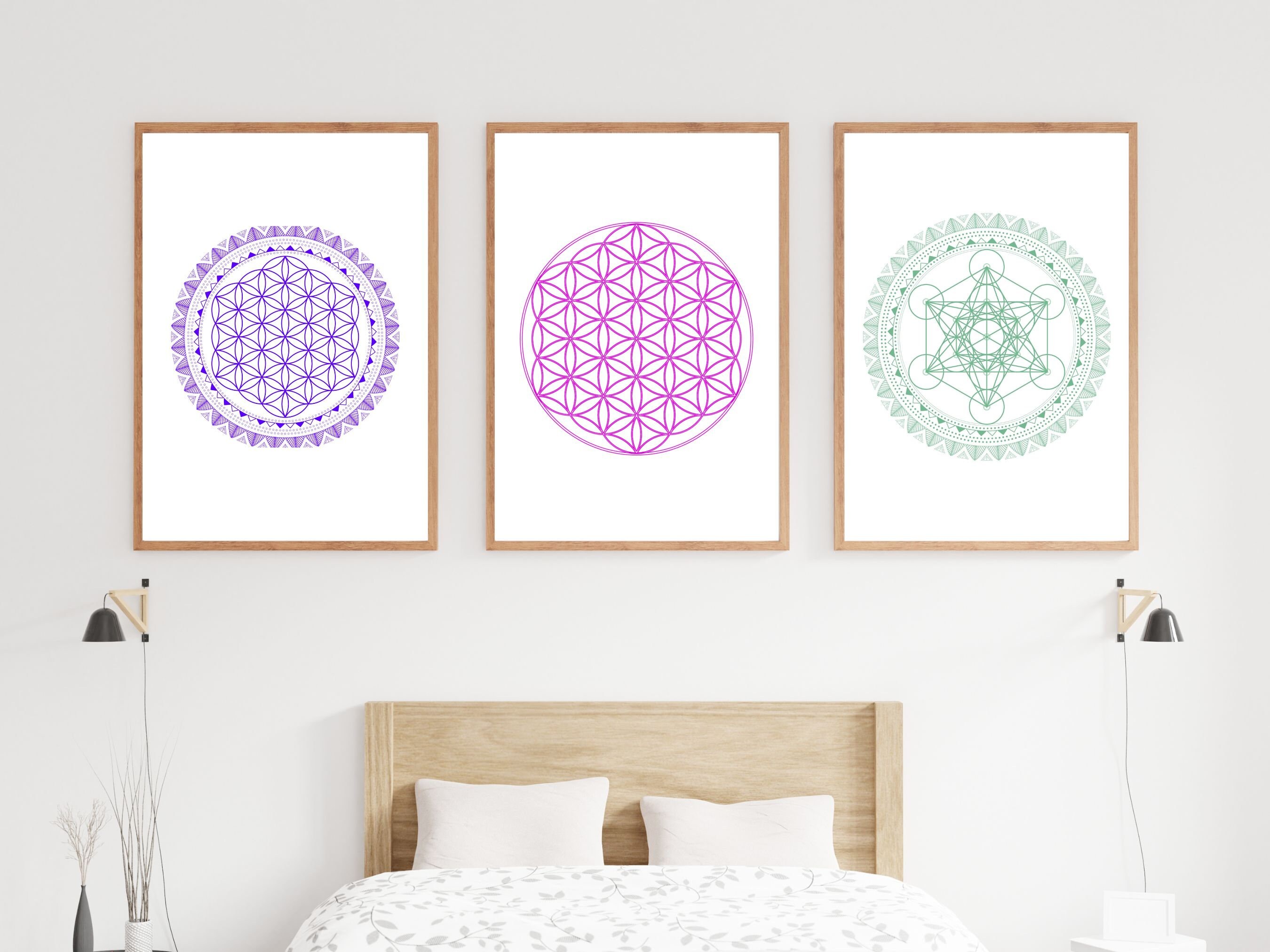 Sacred Geometry Symbols Gallery Wall Art Kit, Metatron, Flower of Life ...