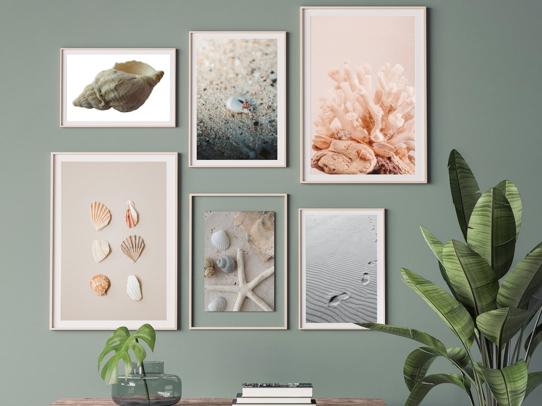 Coastal Exhibition Wall Collage Set, Beach Gallery Wall Art, Digital ...