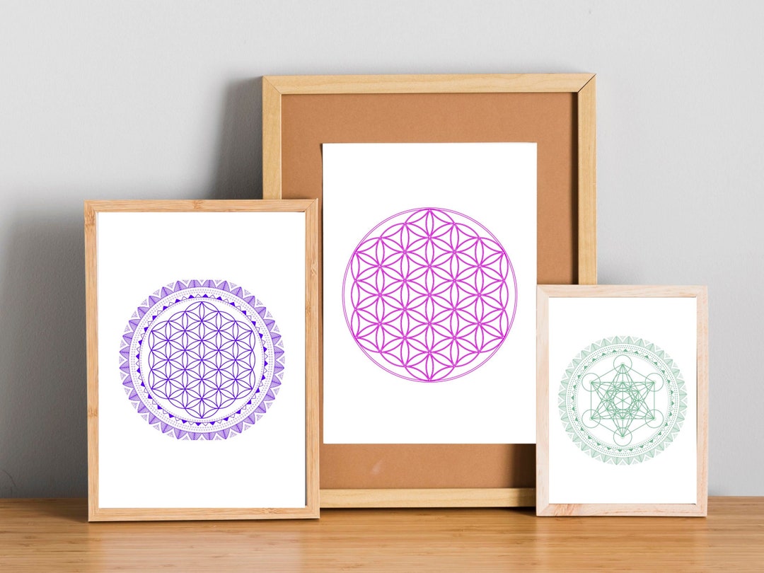 Sacred Geometry Symbols Gallery Wall Art Kit, Metatron, Flower of Life ...