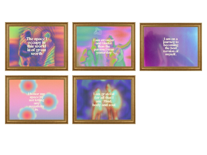 Affirmations Colorful Wall Collage Set, Affirmations Wall, Positive Art ...