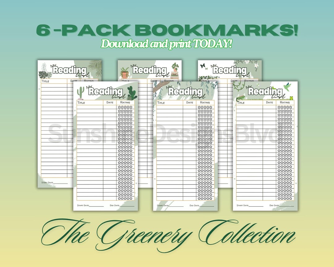 Printable Bookmark, Reading Journal Tracker, Library Card Bookmark ...