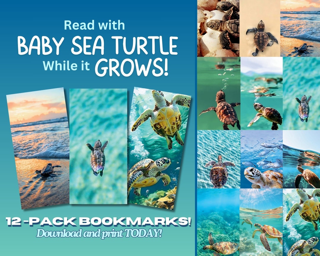 Sea Turtle Bookmark Printable Read With Baby Sea Turtle While It Grows ...