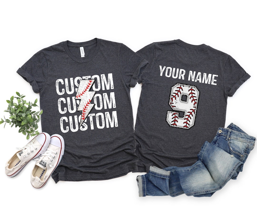 Baseball Custom Name Shirt, Front Baseball Team Tee, Back Name and Number Baseball Tee, Custom ...
