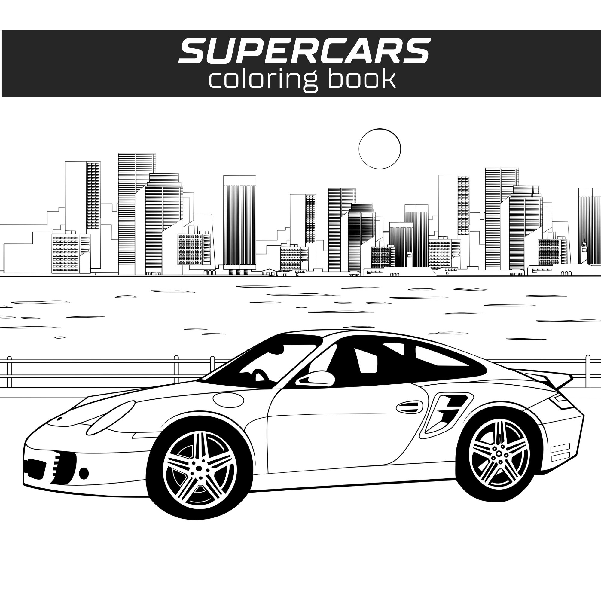 Supercars Coloring Book, Sports and Luxury Cars, 30 Digital Coloring ...