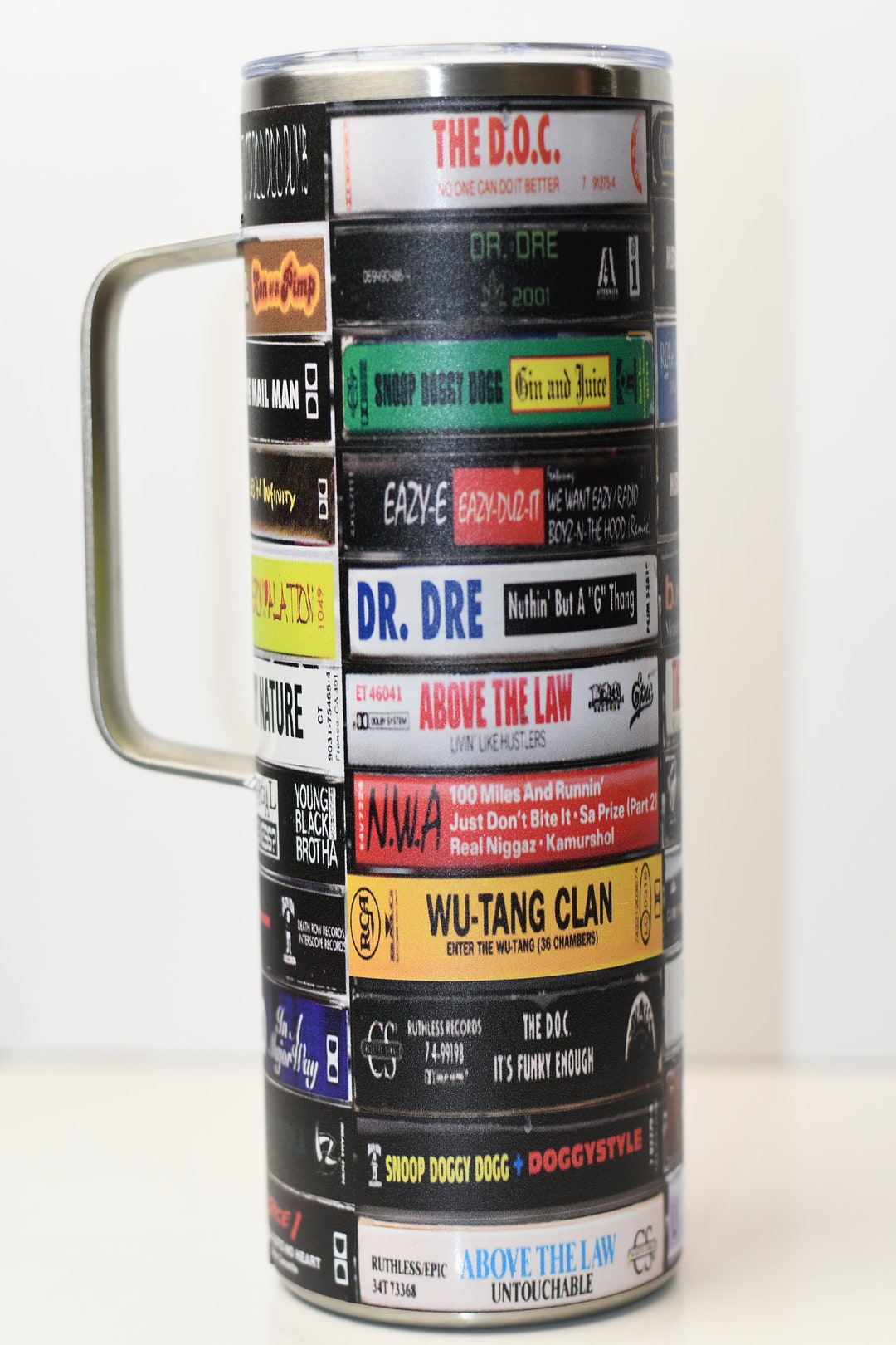 Old School Cool: Stainless Steel Cup With Handle, Wrapped in 90's Rap ...