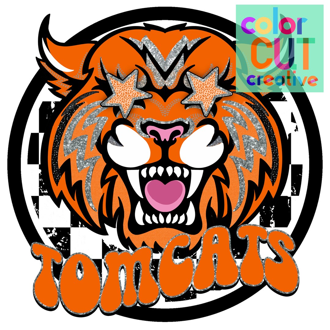 Tomcats Preppy Mascot Png Digital Download Orange Black - Etsy
