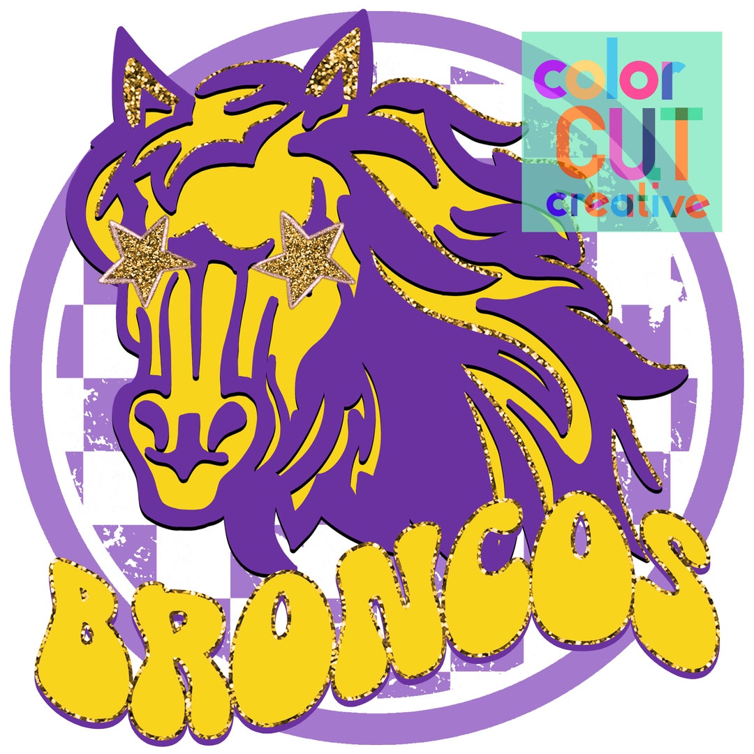 Broncos Preppy Mascot Png | Digital Download | Purple Yellow Glitter - Etsy