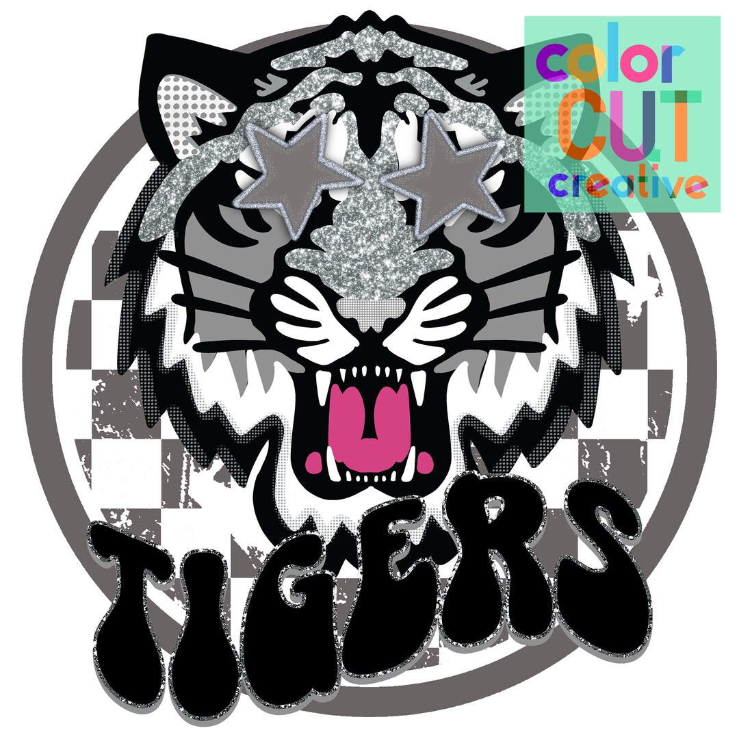 Tigers Preppy Mascot Png | Digital Download | Grey Black Silver - Etsy
