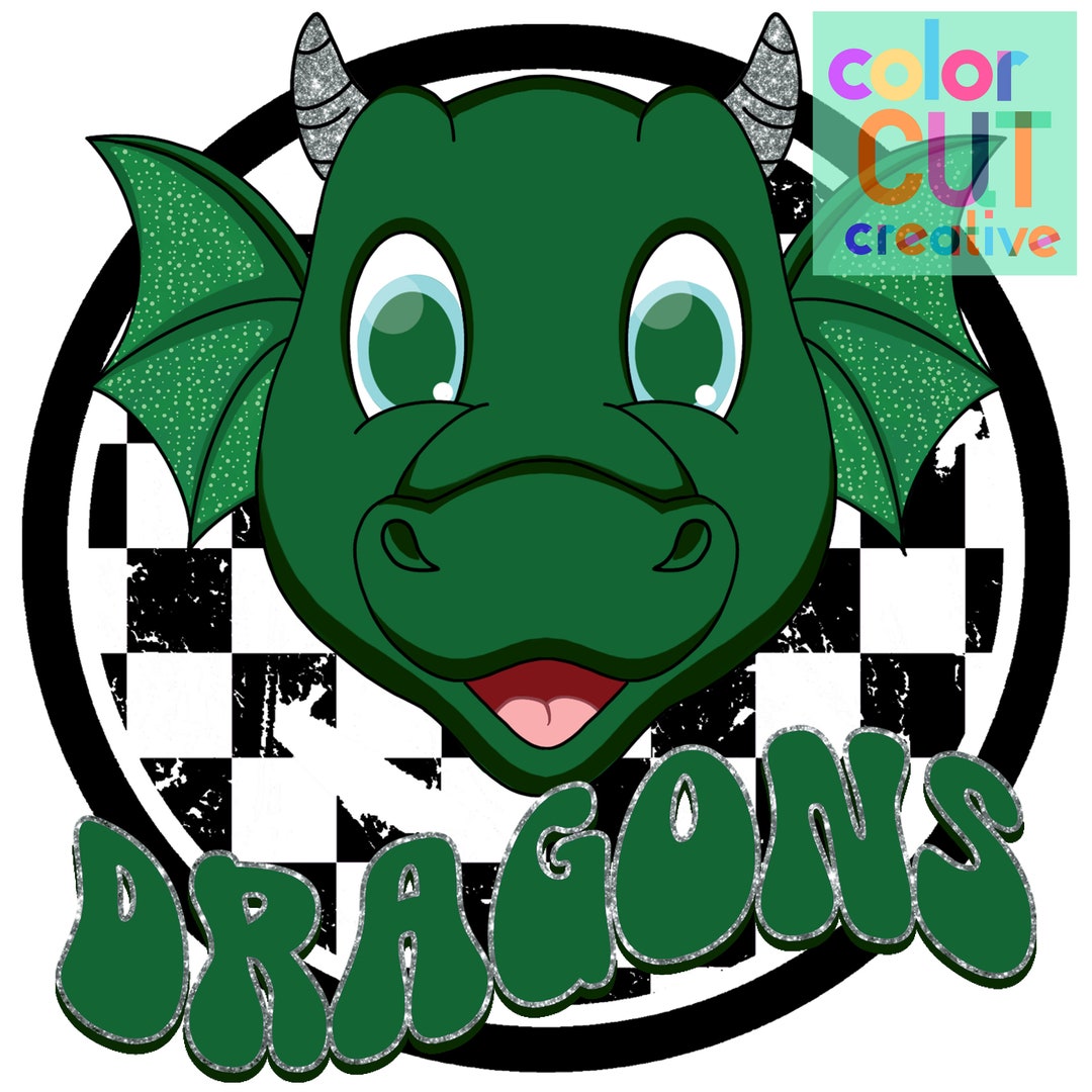 Dragons Preppy Mascot Png | Digital Download | Green Black White - Etsy