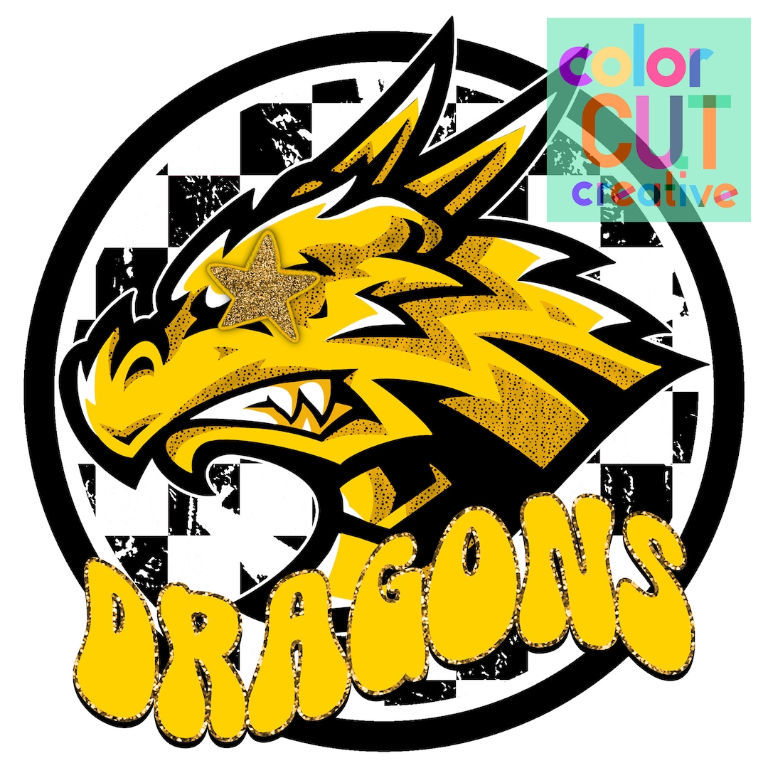 Dragons Preppy Mascot Png| Digital Download | Yellow Gold Black - Etsy