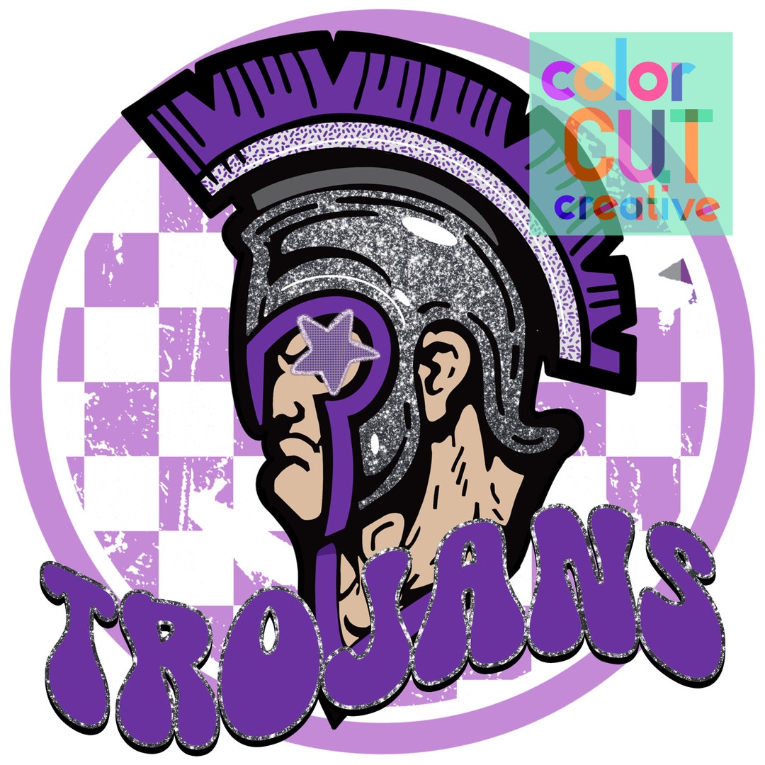 Trojans Preppy Mascot Png | Digital Download | Purple White Glitter ...