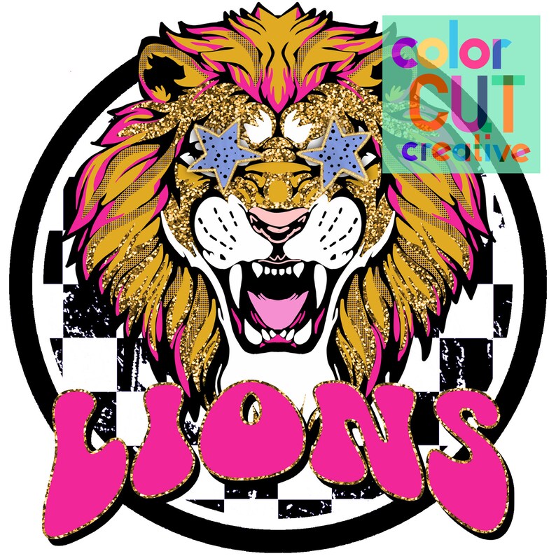 Lions Preppy Mascot Png Digital Download Hot Pink Black - Etsy