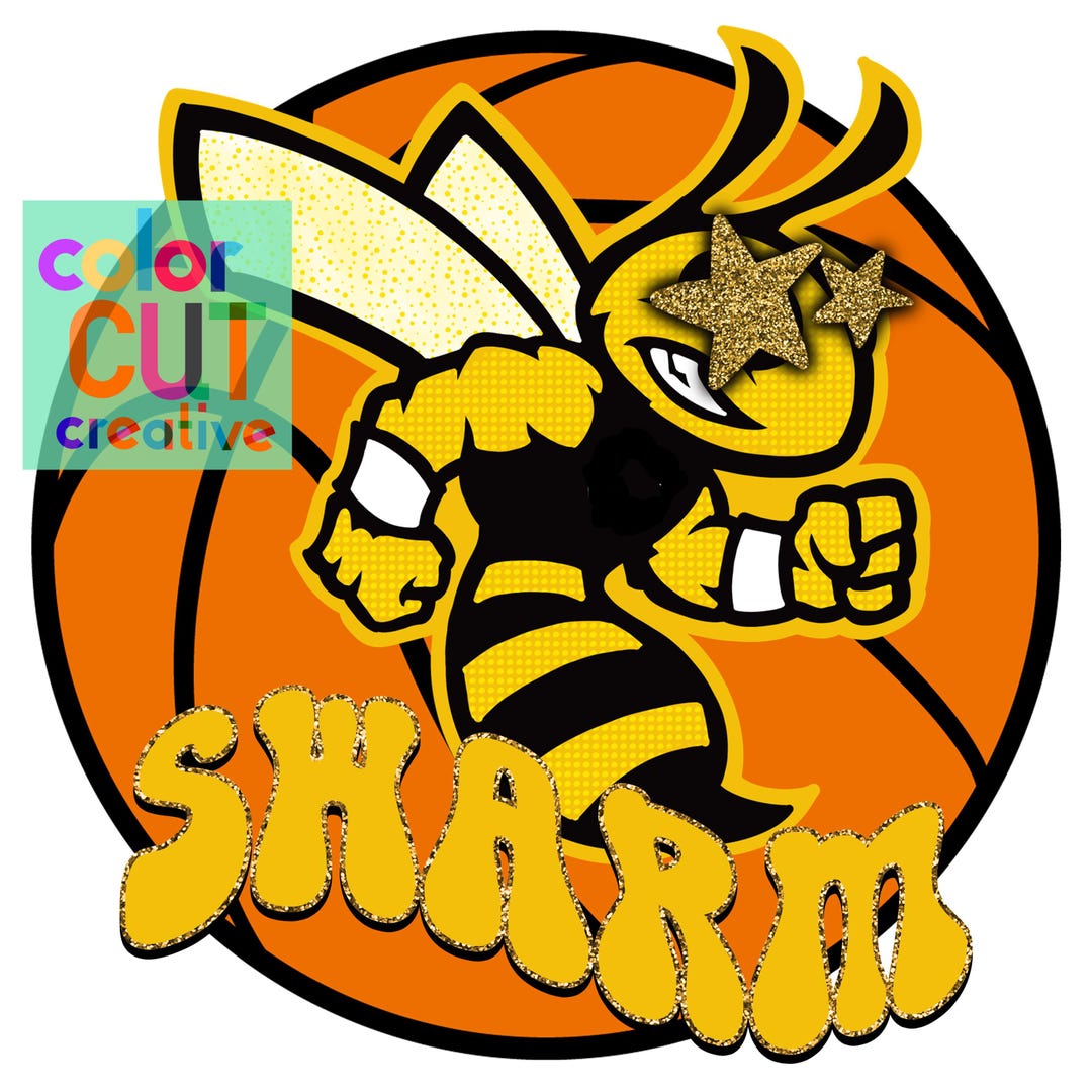 Swarm Basketball Preppy Mascot Png | Digital Download | Gold Black - Etsy