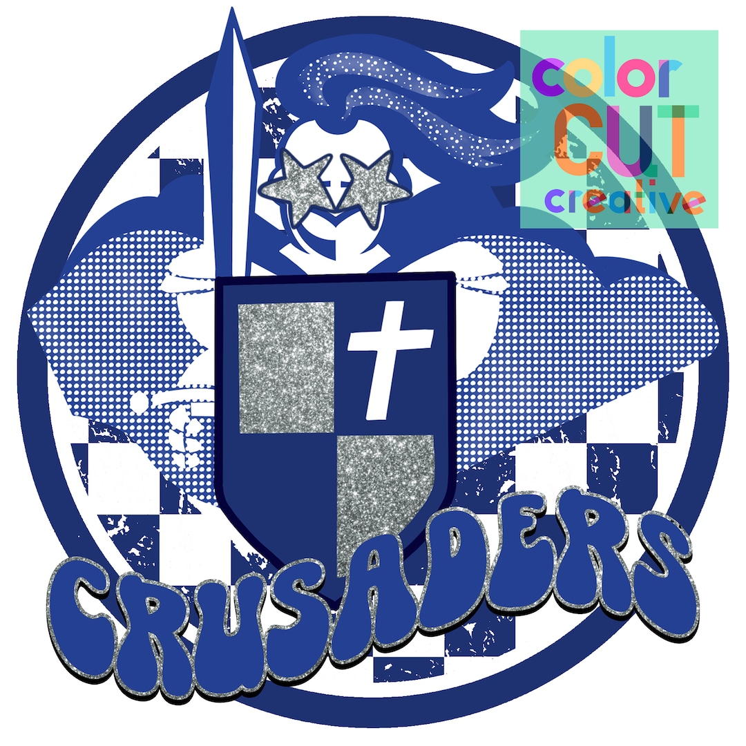 Crusaders Preppy Mascot Png | Digital Design | Royal Blue White - Etsy