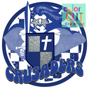 Crusaders Preppy Mascot Png | Digital Design | Royal Blue White - Etsy
